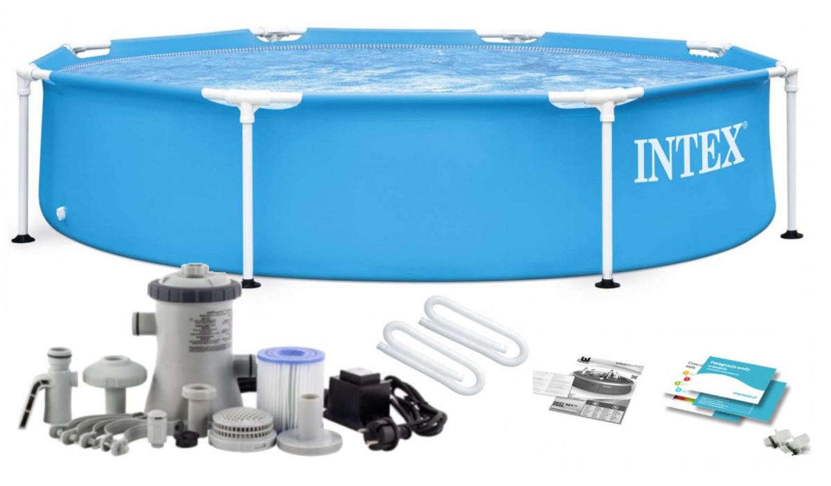 Basen ogrodowy stelażowy 244x51 cm zestaw 3w1 INTEX 28205 - ceny i ...